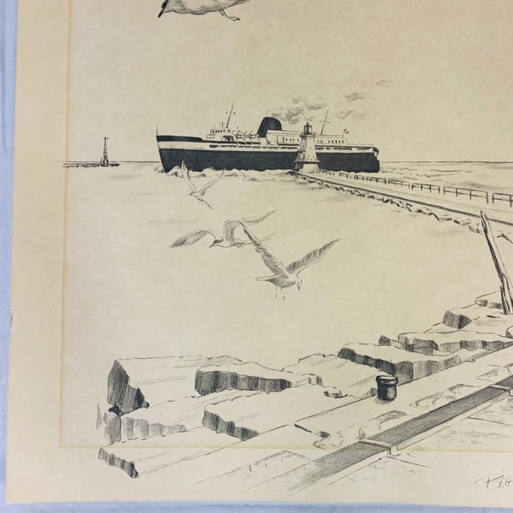 Vintage | Wall Decor | 5s Seashore Nautical Shipyard Ship Print | Poshmark